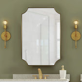 MoonMirror® Scalloped Bathroom Wall Mirror Notched Corner Metal Black ...
