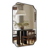 MoonMirror® Round Notched Scalloped Mirror for Wall Black Bathroom