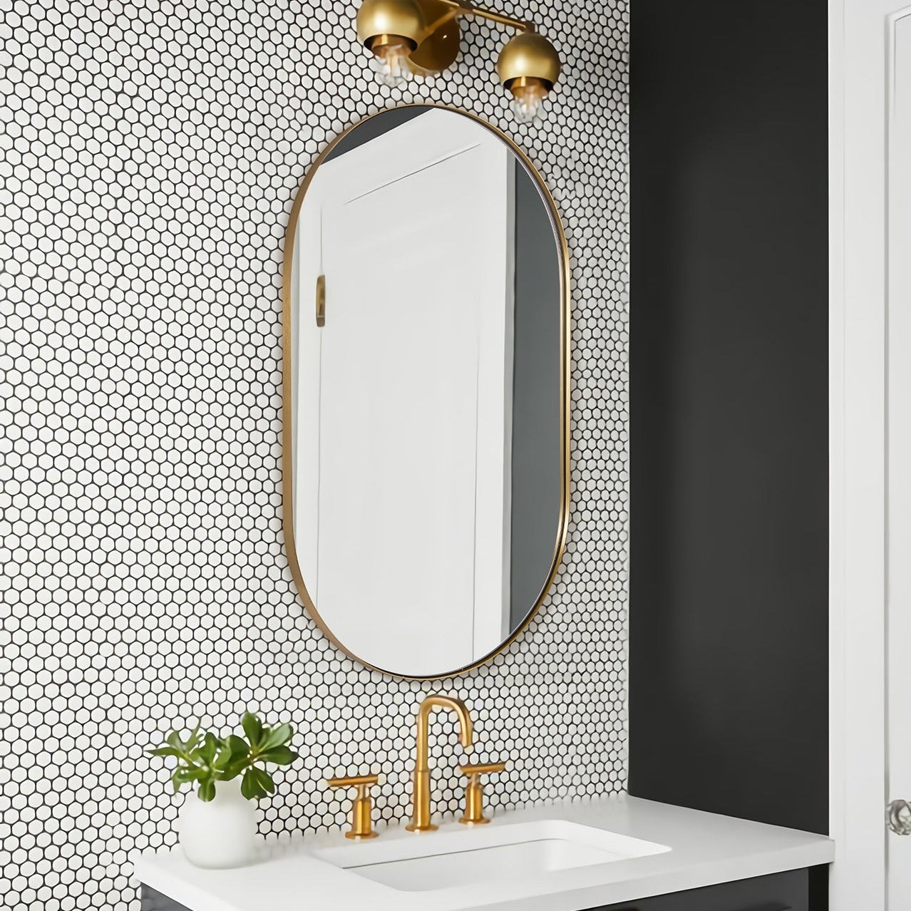 ANDY STAR® Pill Shape Mirror Bathroom Vanity Mirror Capsule Mirror 1 inch