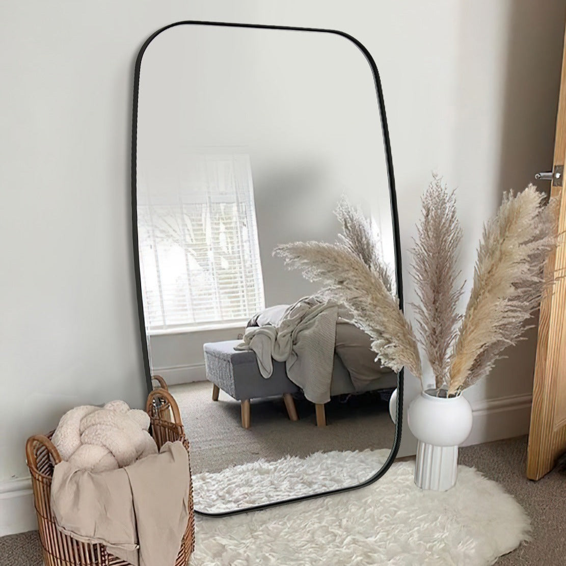 MoonMirror® Oblong Long-Oval Full Length Mirrors Metal Black Full Length