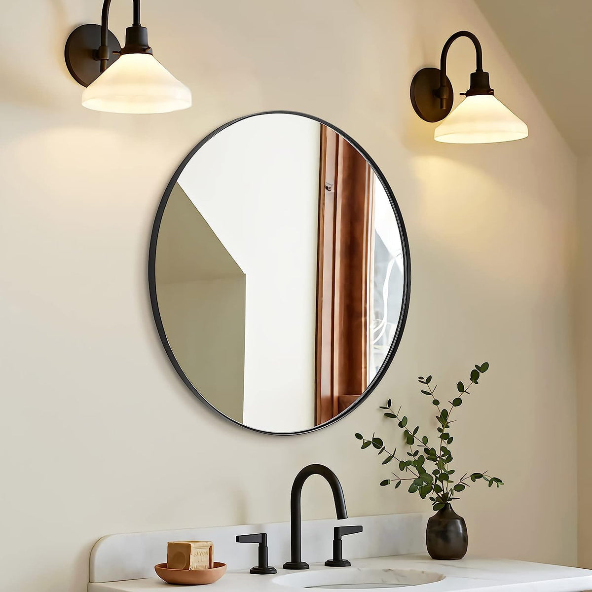 Modern Round mirror metal frame wall mounted mirror gold silver black
