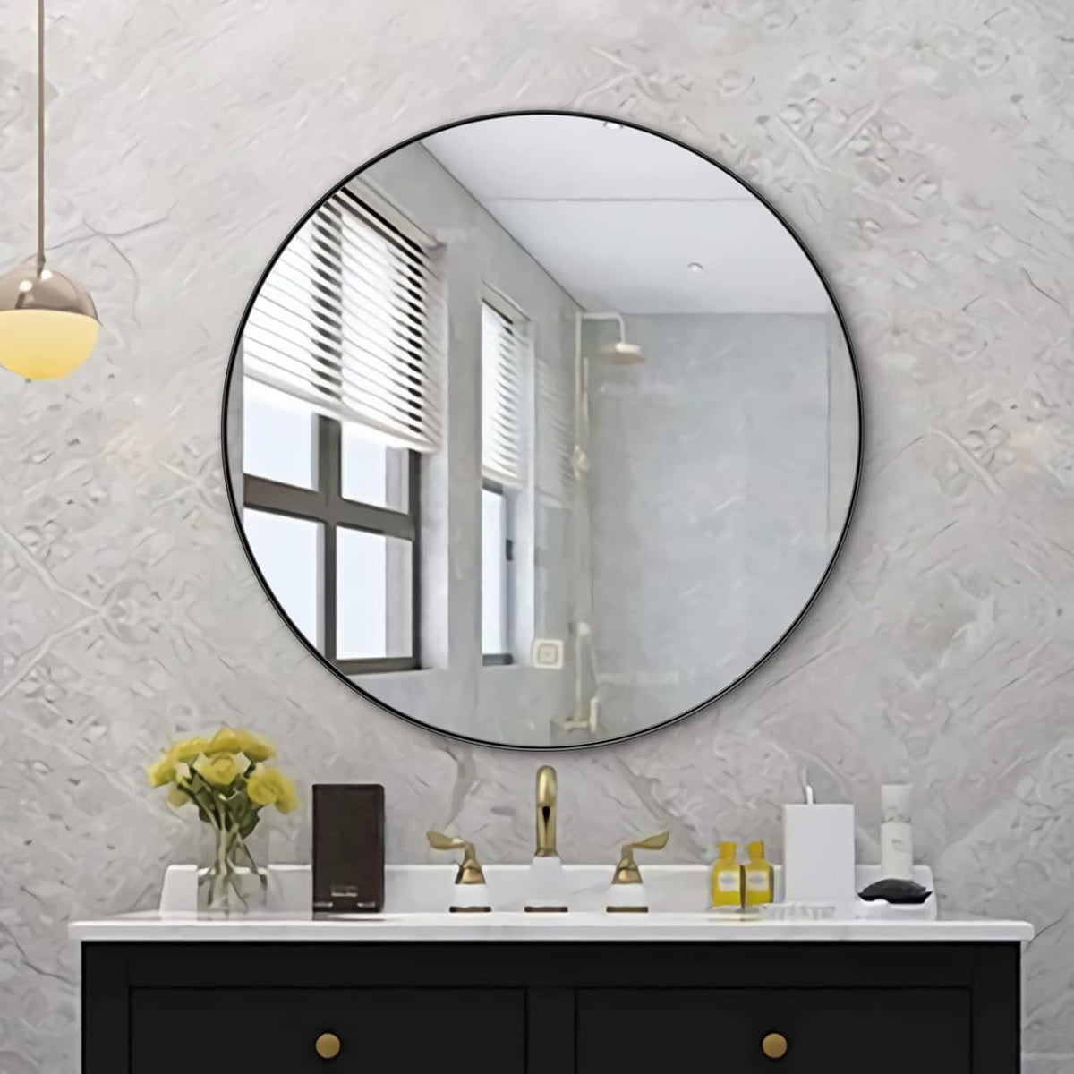 Modern Round mirror metal frame wall mounted mirror gold silver black