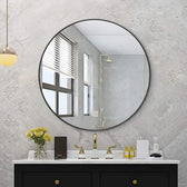 MOONMIRROR® Modern Round Mirror Bathroom Vanity Mirror Matte Black ...