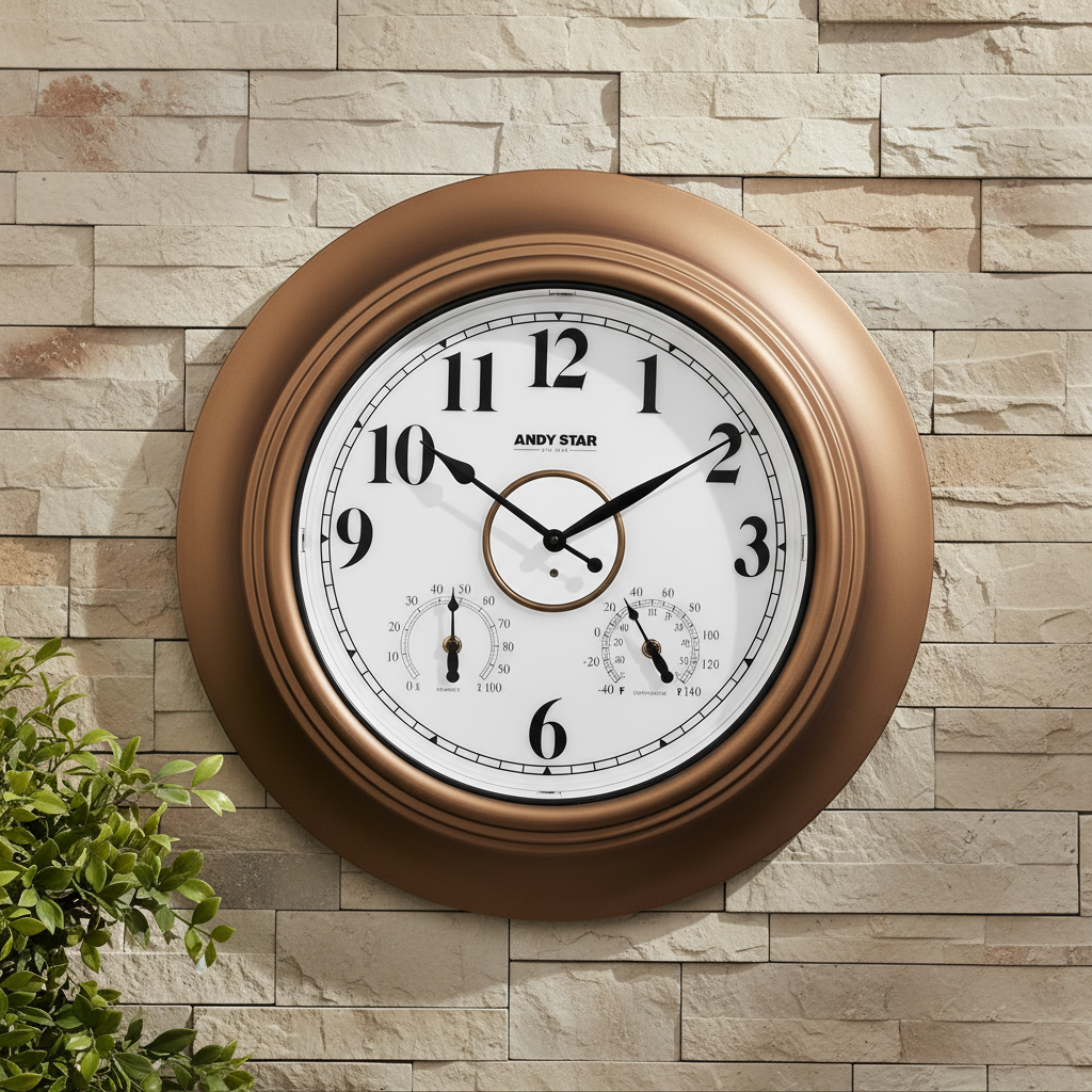 Outdoor Wall Clock with Thermometer Weatherproof Waterproof Large Clocks