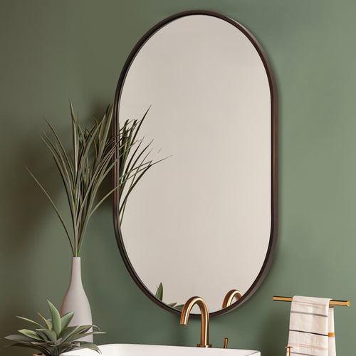 Modern Pill Shape Bathroom Mirror for Vanity Oblong Wall Mirror ...