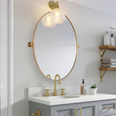 Moon Mirror® Modern Oval Pivot Tilt Bathroom Mirror Stainless Steel Frame